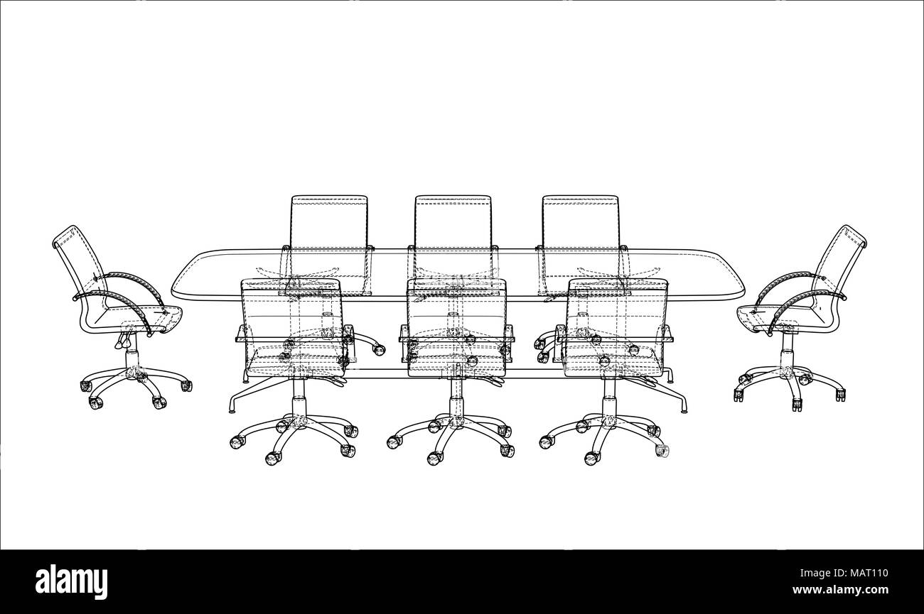 Conference table with chairs in sketch style Stock Photo - Alamy