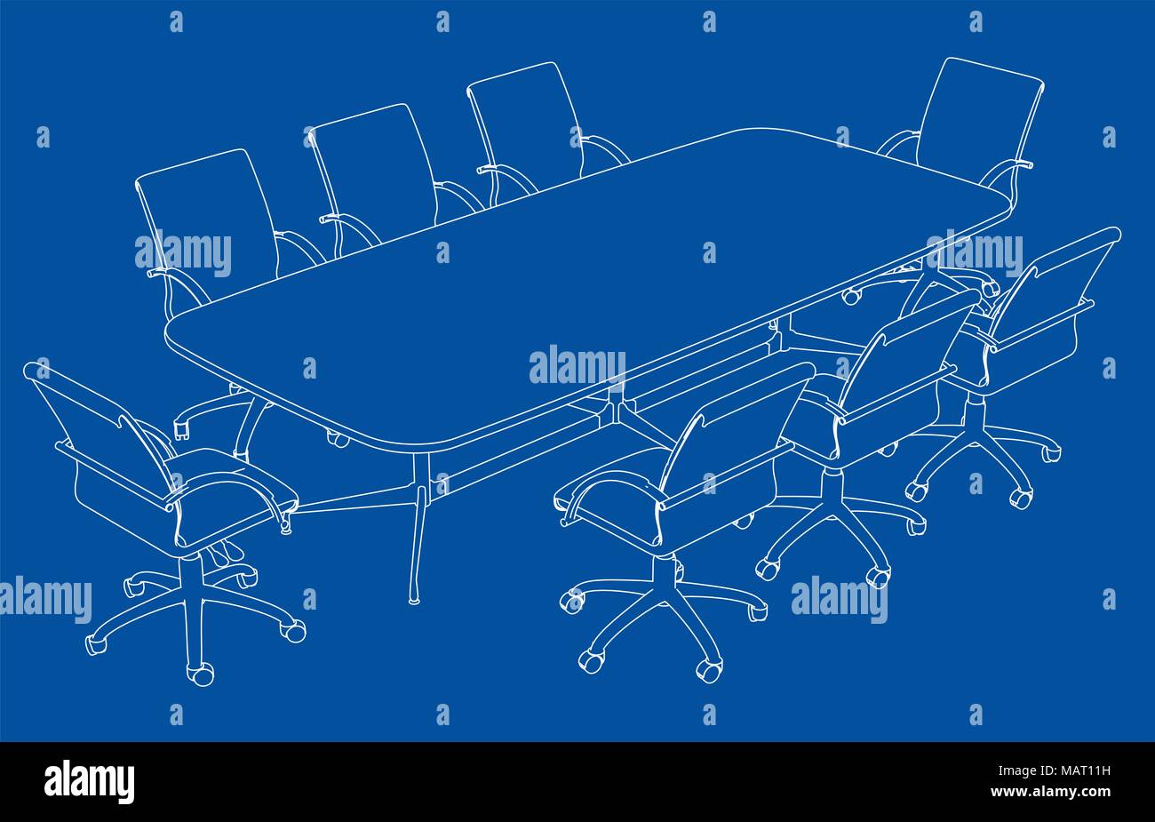 Conference table with chairs in sketch style Stock Photo - Alamy