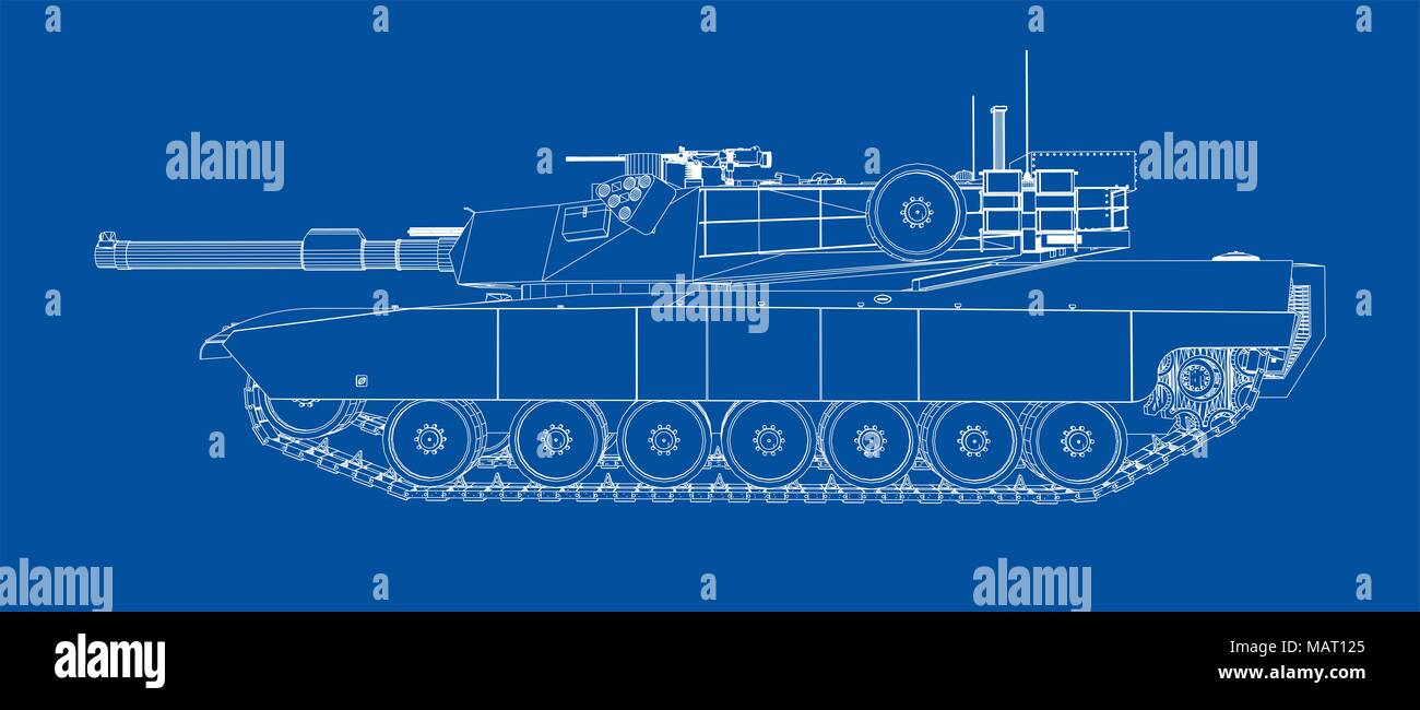 Blueprint of realistic tank Stock Photo - Alamy