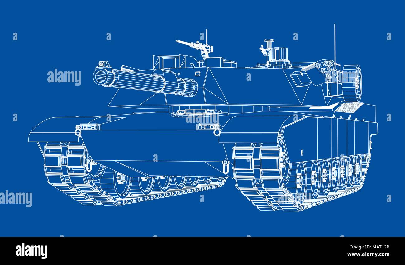Blueprint of realistic tank Stock Photo - Alamy