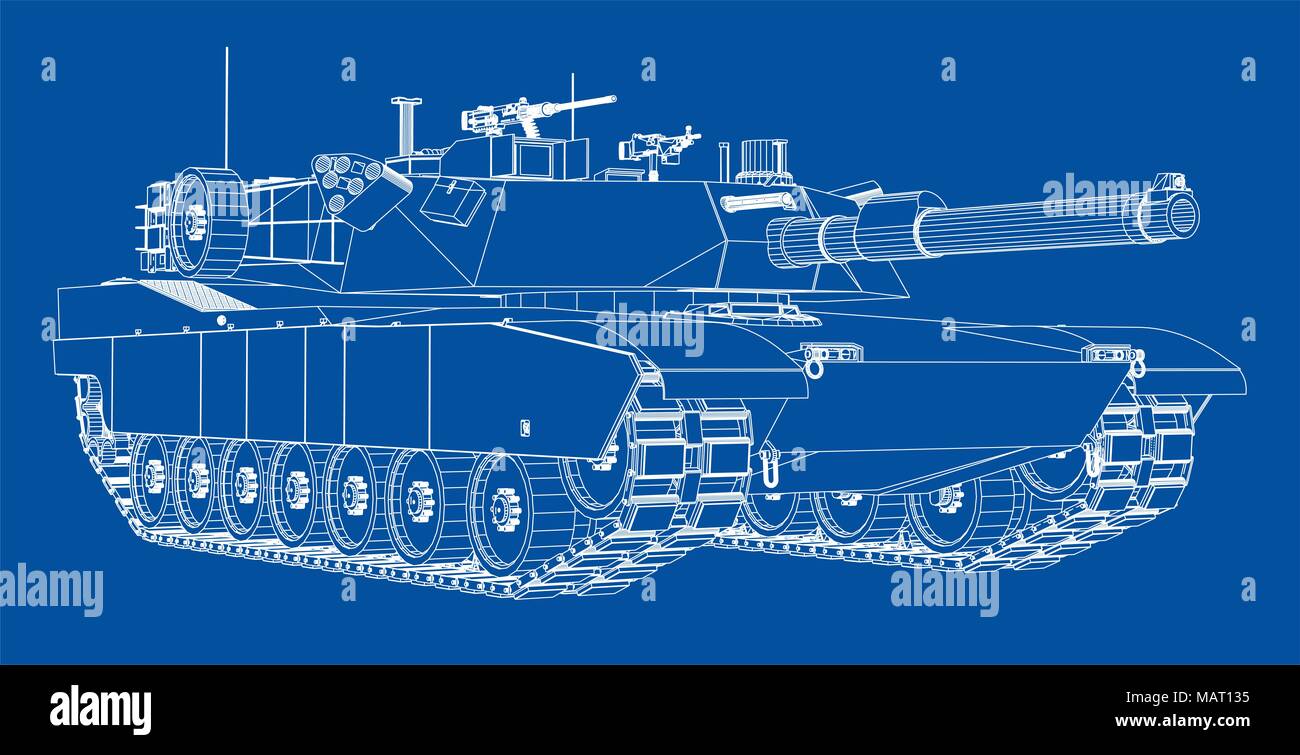 Blueprint of realistic tank Stock Photo - Alamy