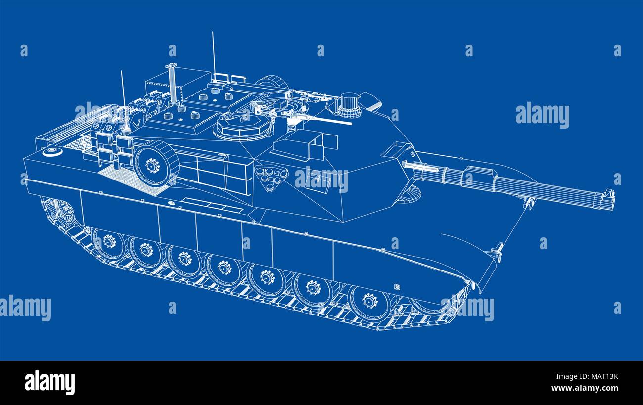Blueprint of realistic tank Stock Photo - Alamy