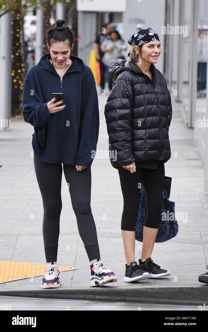A make up free Lisa Rinna and her daughter Amelia leaving a Soul Cycle ...