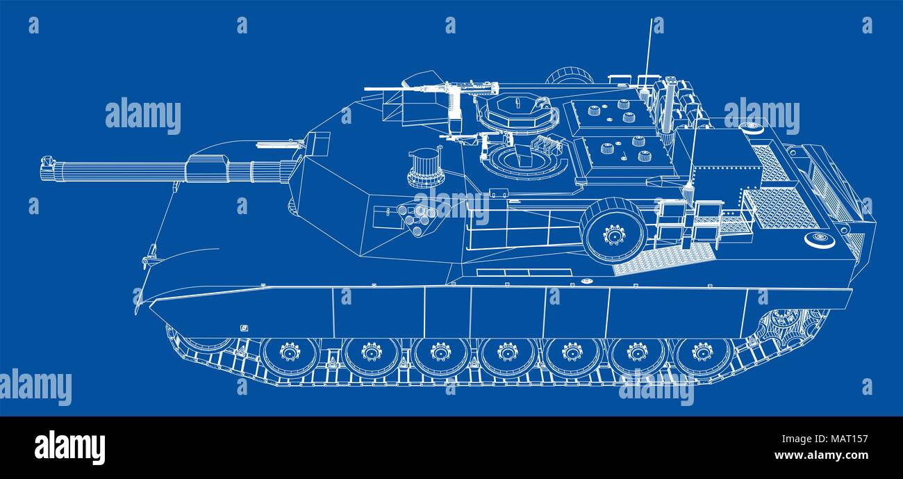 Blueprint of realistic tank Stock Photo - Alamy
