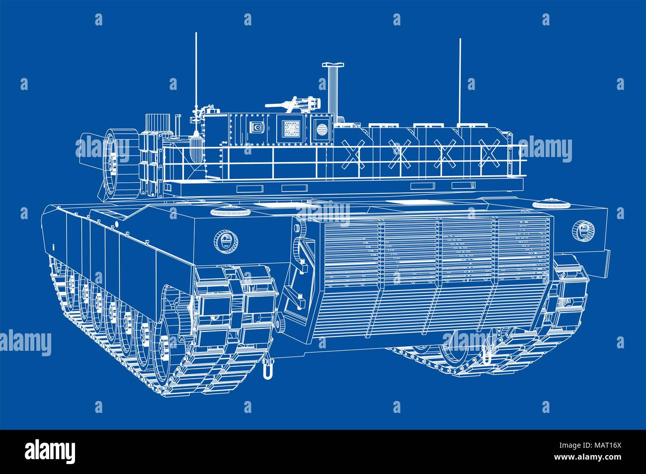 Blueprint of realistic tank Stock Photo - Alamy