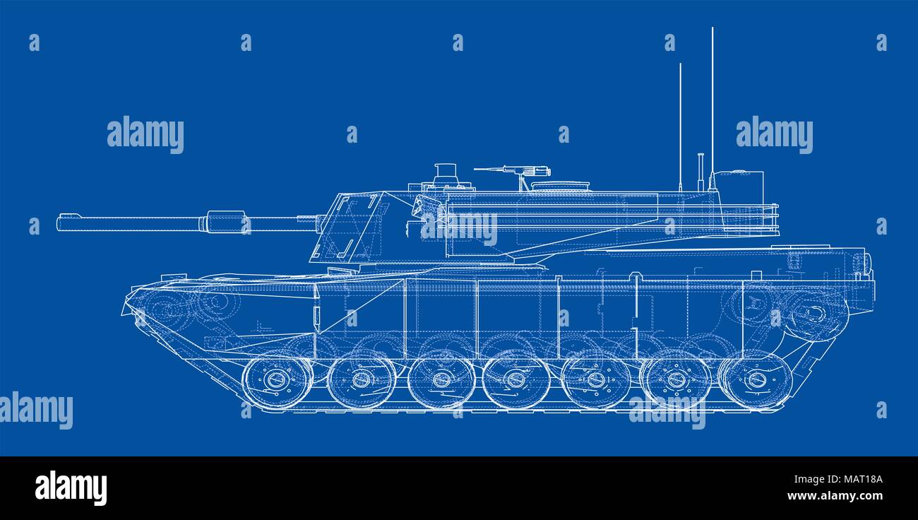 Blueprint of realistic tank Stock Photo - Alamy
