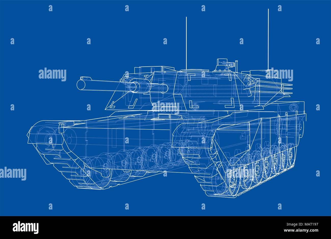 Blueprint of realistic tank Stock Photo - Alamy
