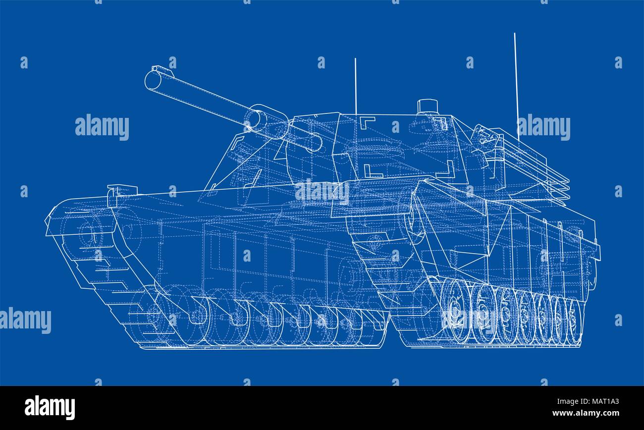 Blueprint of realistic tank Stock Photo - Alamy