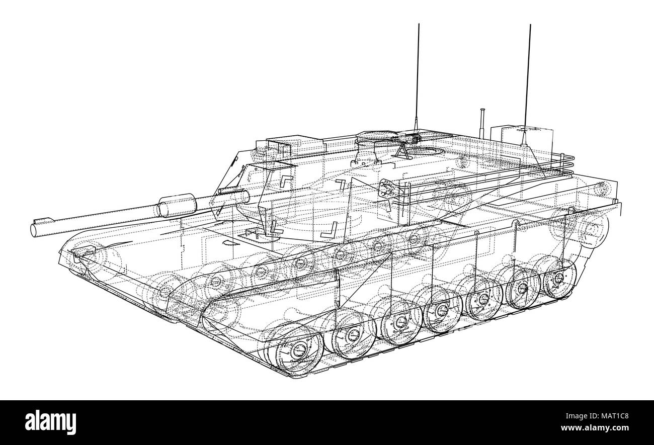 Blueprint of realistic tank Stock Photo - Alamy