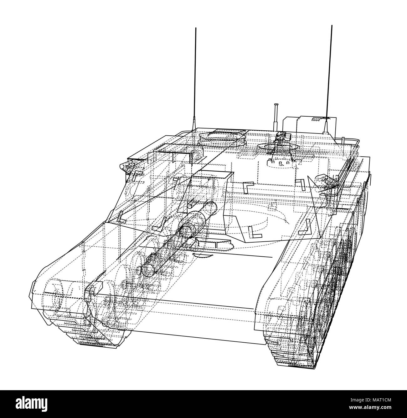 Blueprint of realistic tank Stock Photo - Alamy