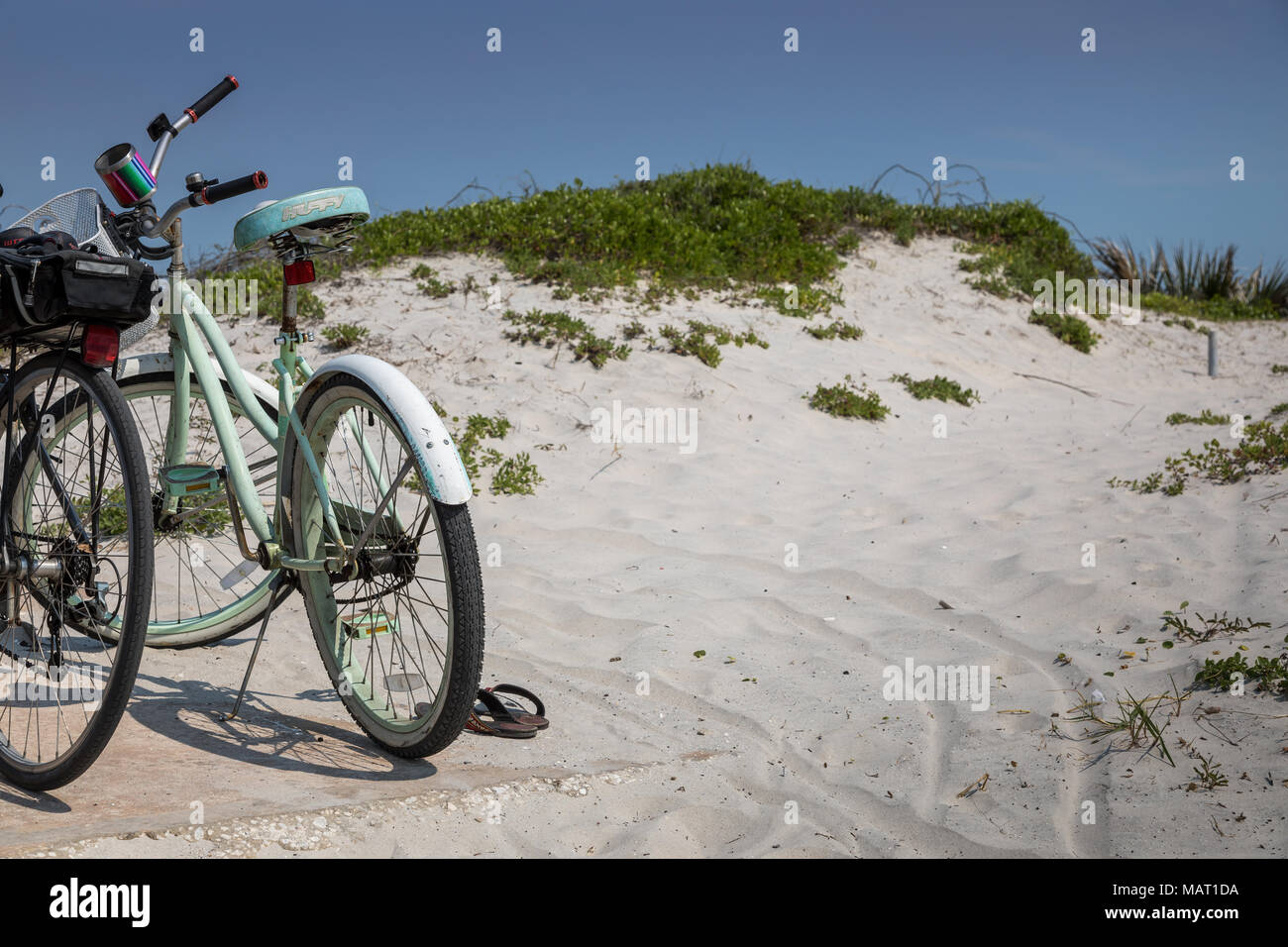 Bike on Beach Stock Photo - Alamy