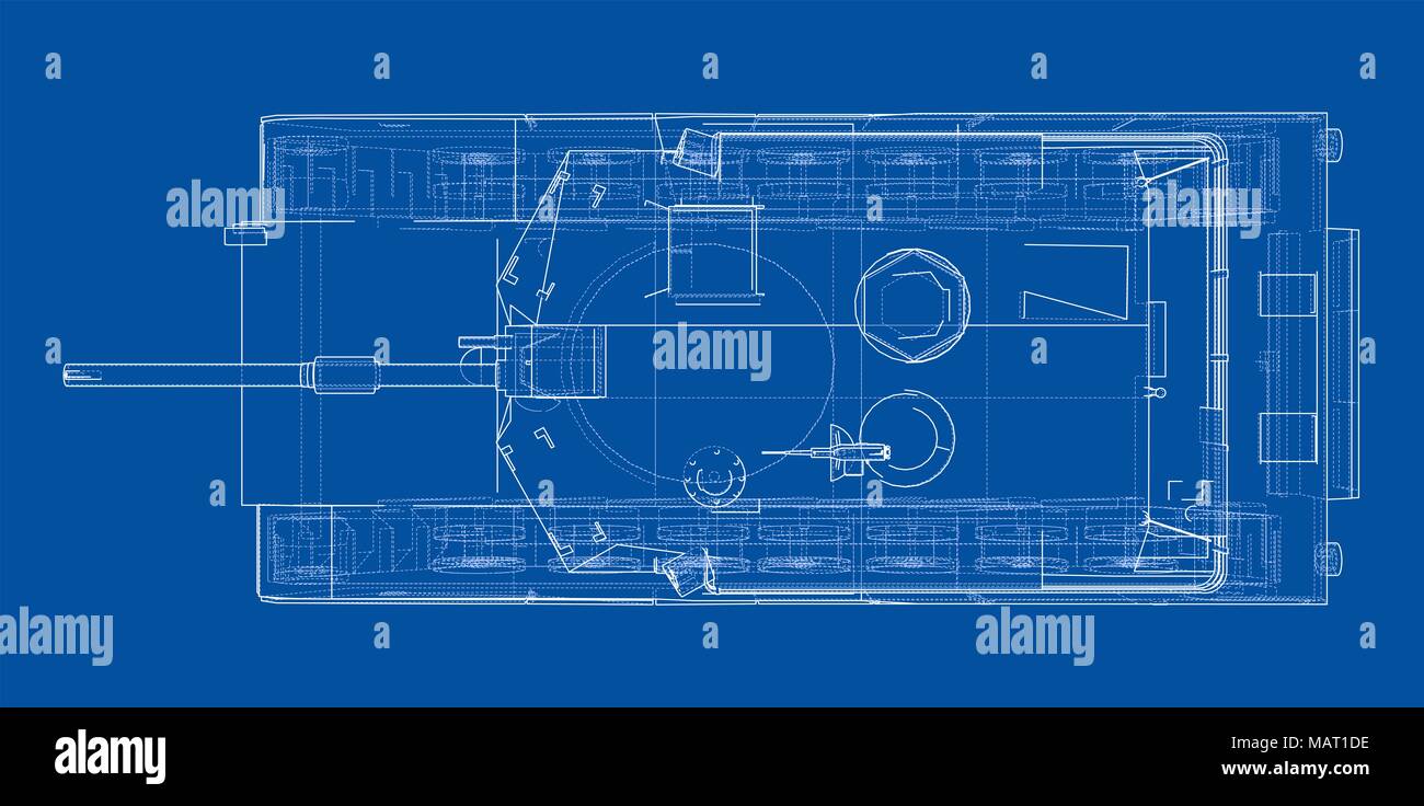 Blueprint of realistic tank Stock Photo - Alamy