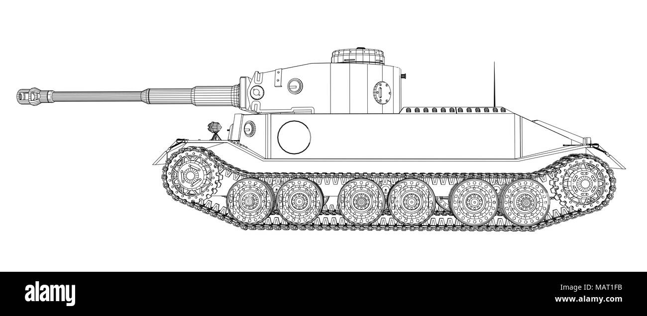 Blueprint of realistic tank Stock Photo - Alamy