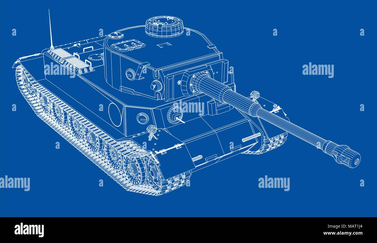 Blueprint of realistic tank Stock Photo - Alamy