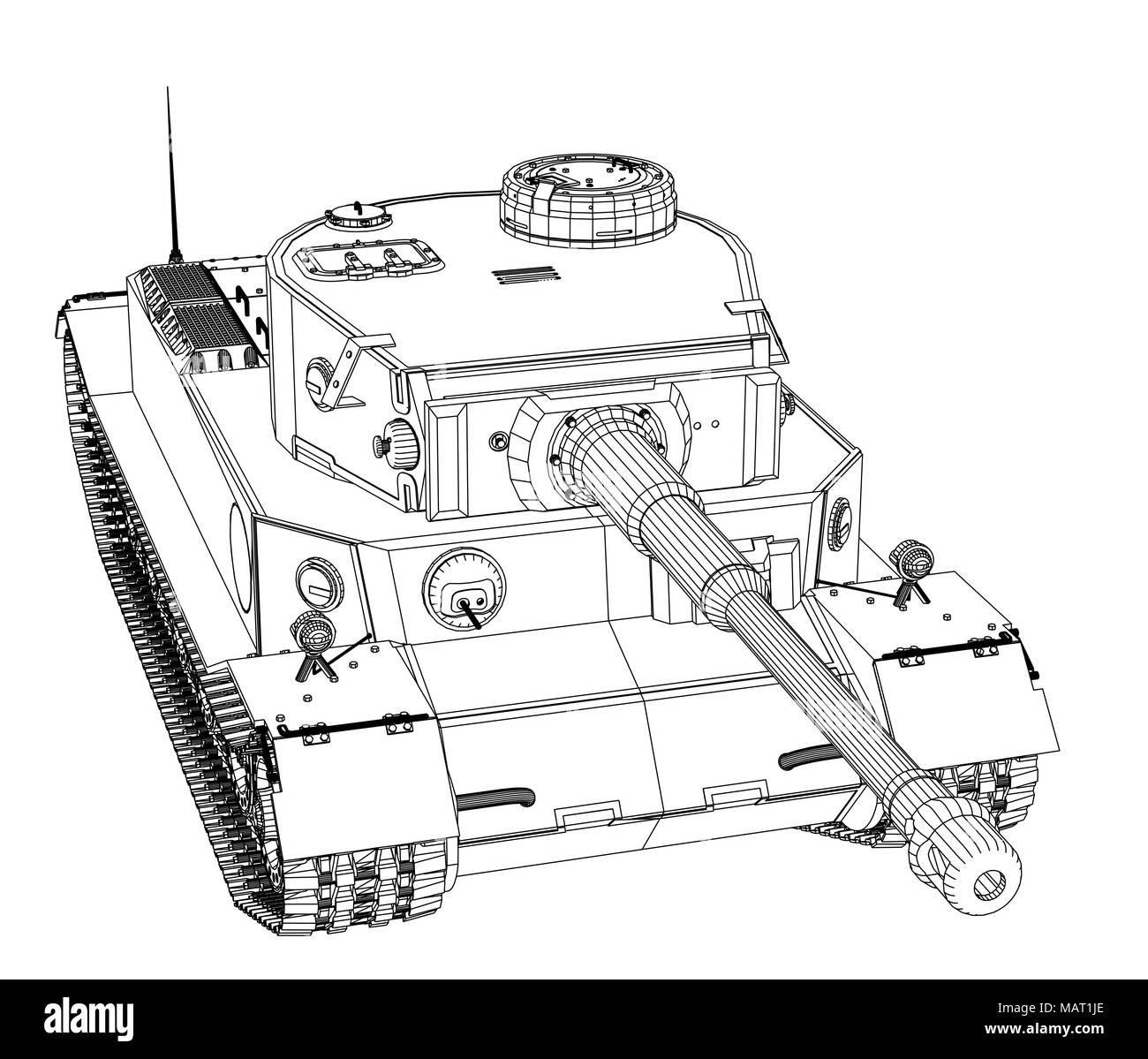 Blueprint of realistic tank Stock Photo - Alamy