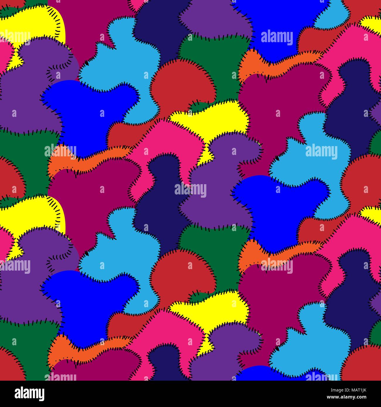 Seamless repeating pattern from different pieces of fabric and sewn ...
