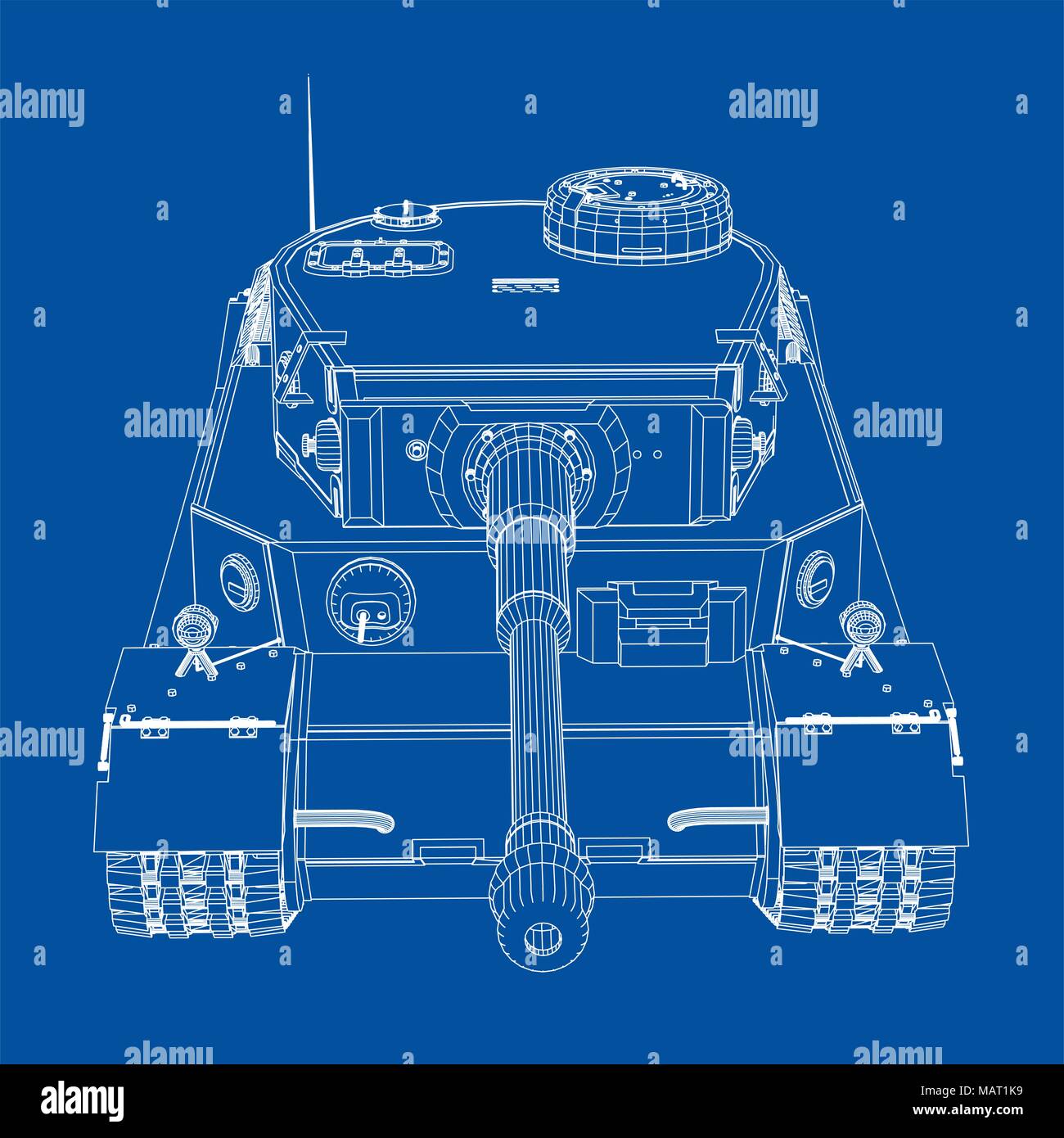 Blueprint of realistic tank Stock Photo - Alamy