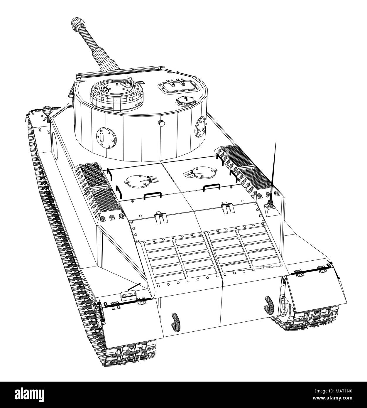 Blueprint of realistic tank Stock Photo - Alamy