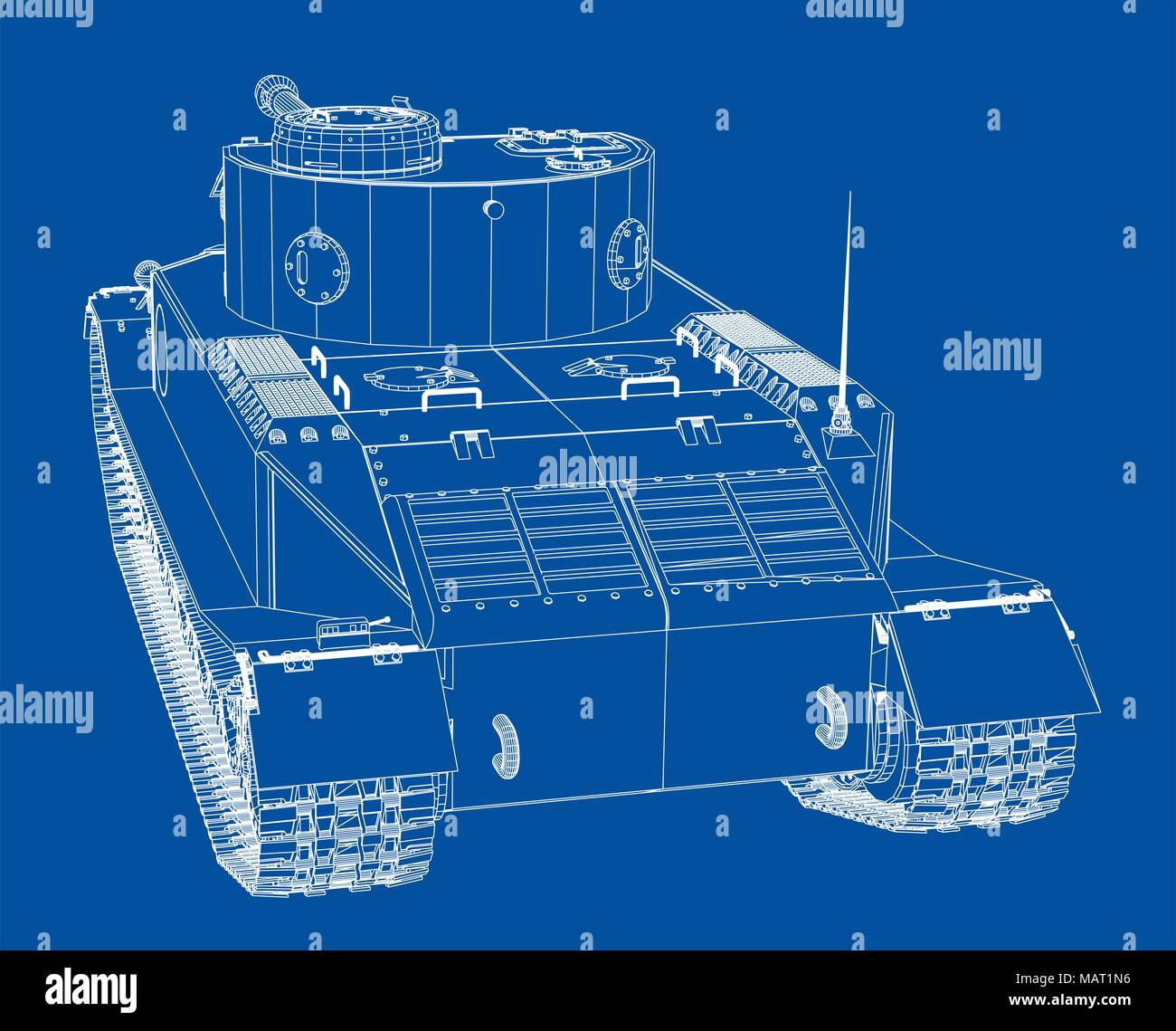 Blueprint of realistic tank Stock Photo - Alamy