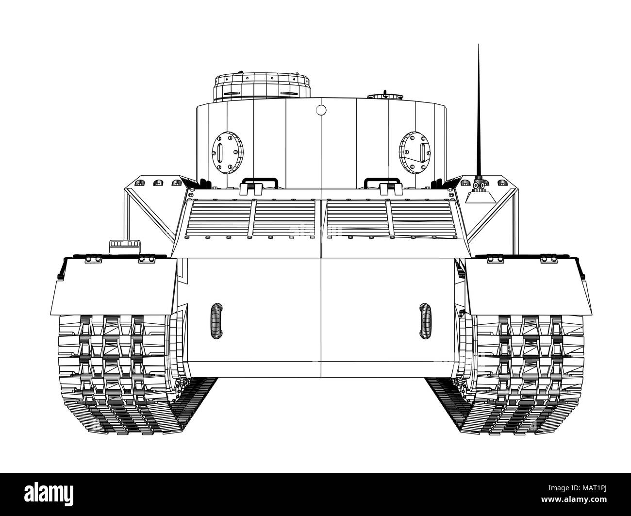 Blueprint of realistic tank Stock Photo - Alamy