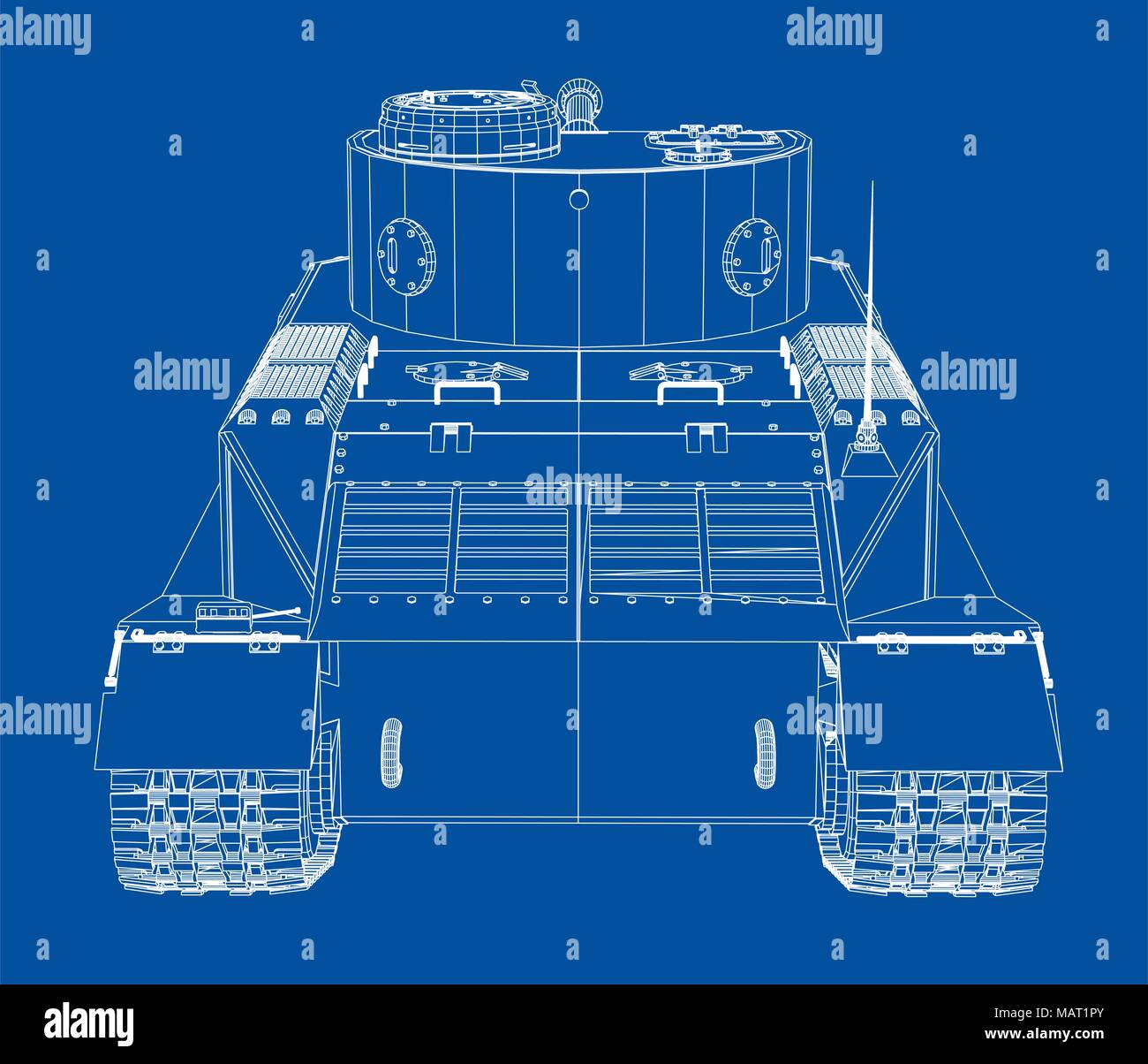 Blueprint of realistic tank Stock Photo - Alamy