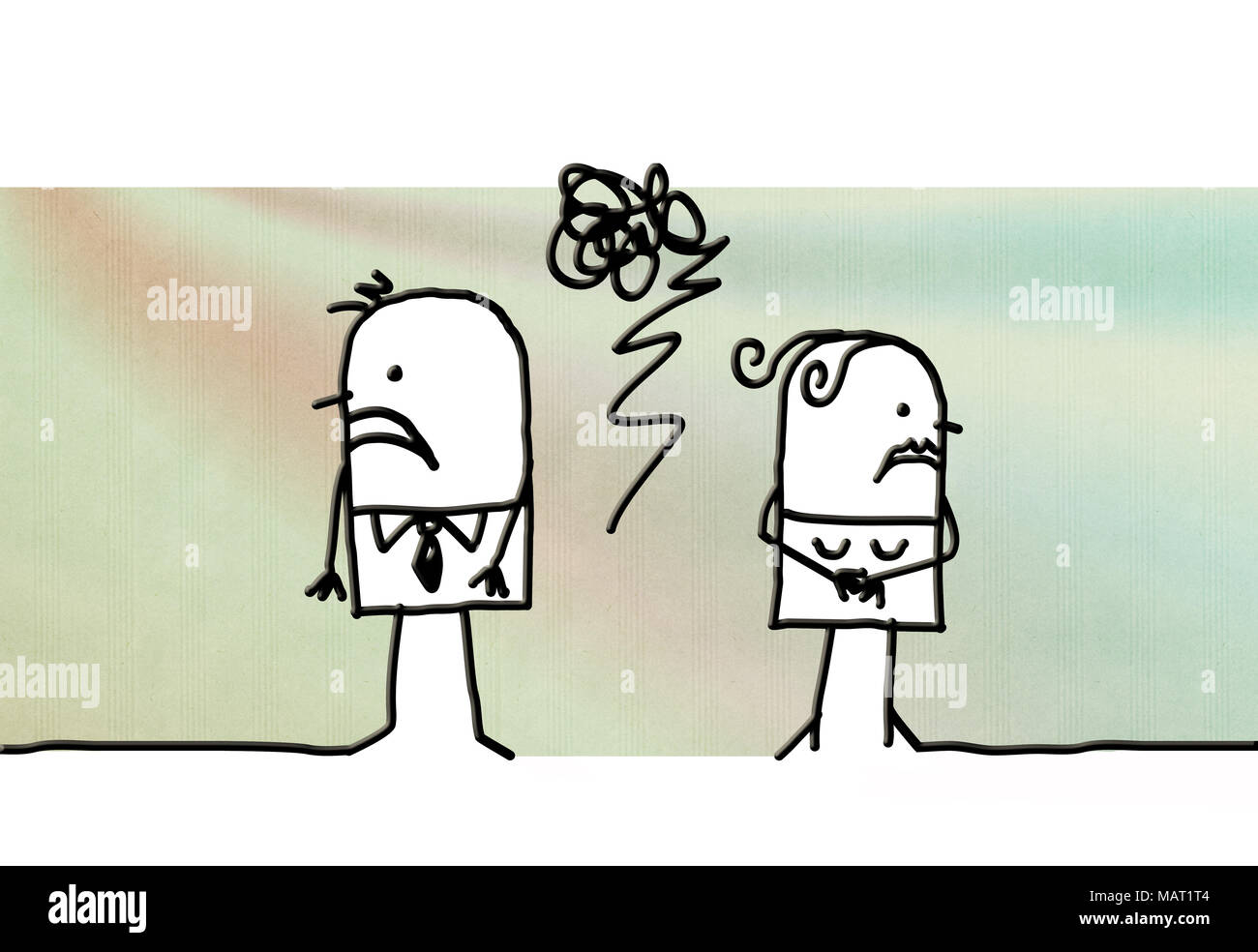 Cartoon upset couple turning back Stock Photo - Alamy