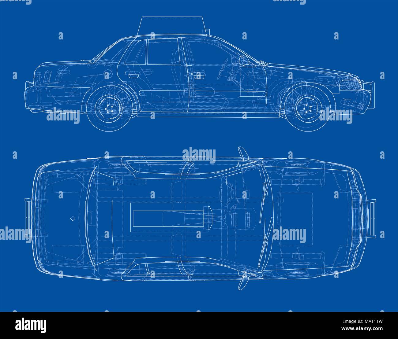 Taxi outline drawing Stock Photo - Alamy