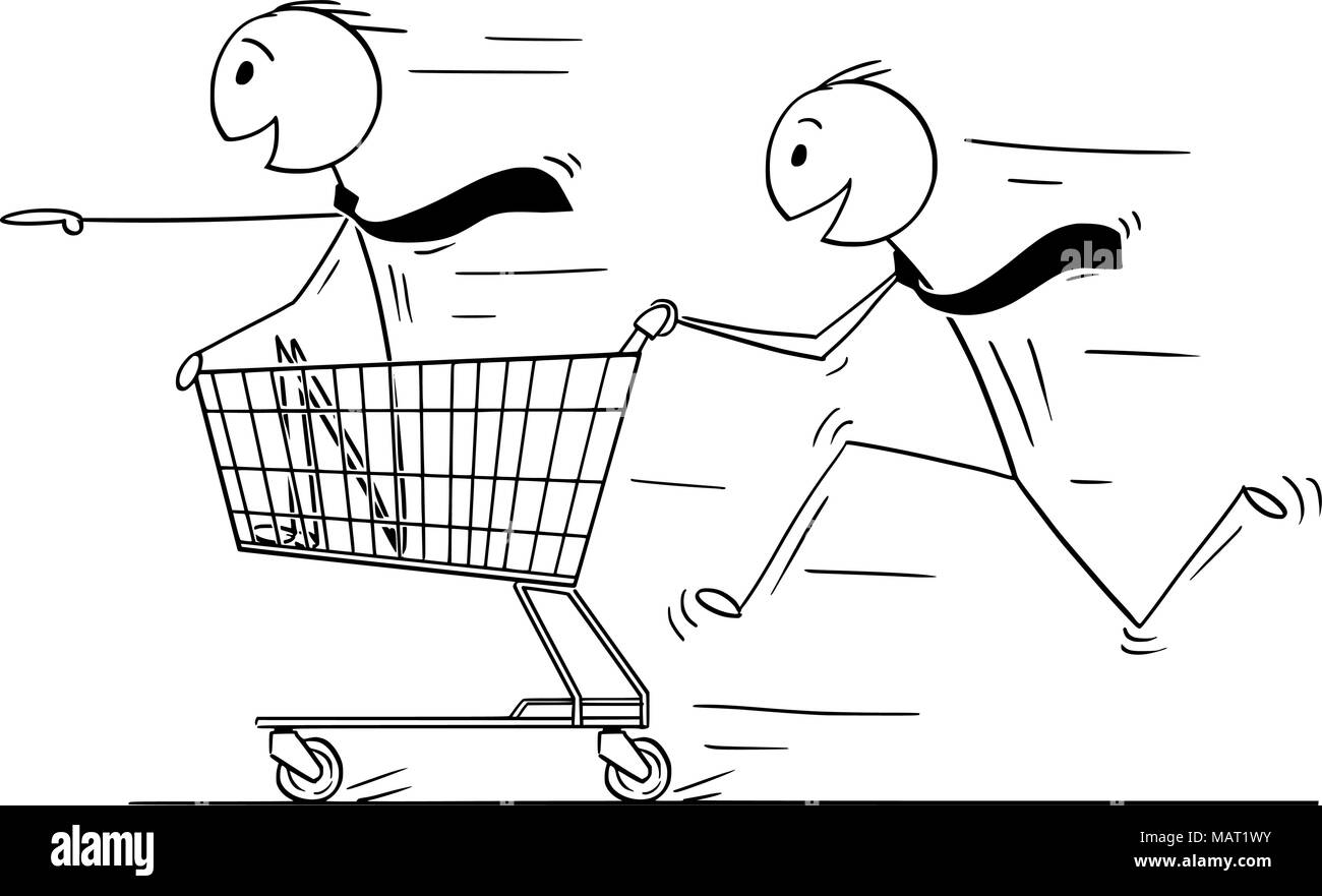 Cartoon of Two Businessmen and Shopping Cart Stock Vector Image & Art ...