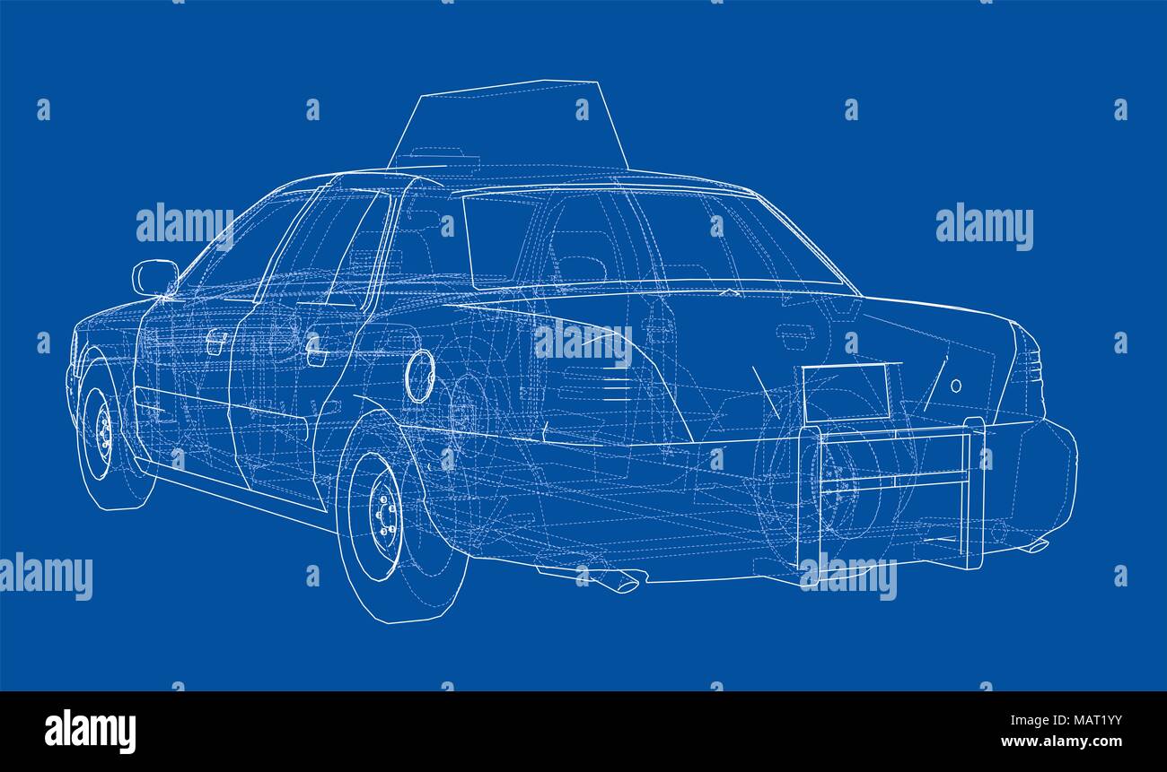 Taxi outline drawing Stock Photo - Alamy