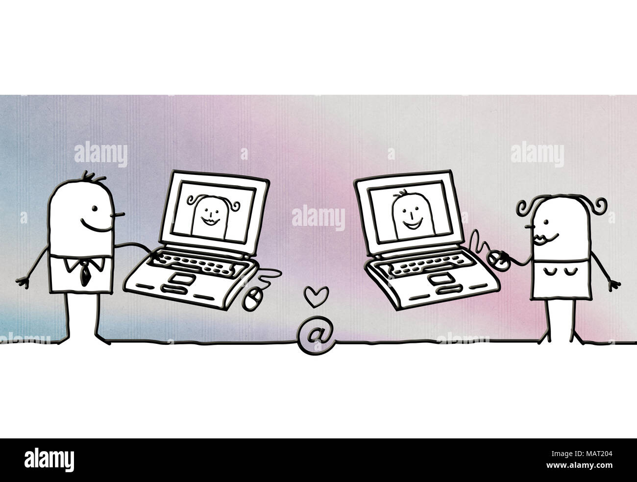 Cartoon connected couple in love Stock Photo - Alamy
