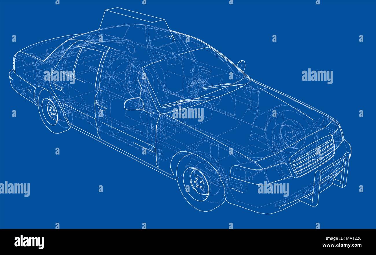 Taxi outline drawing Stock Photo - Alamy