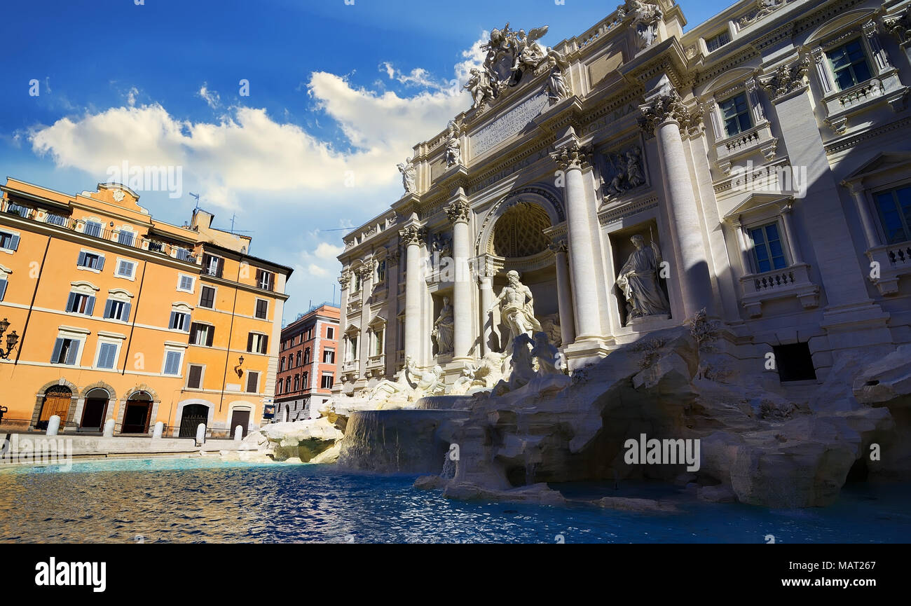 Roman Trevi Fountain in the morning, Italy Stock Photo - Alamy