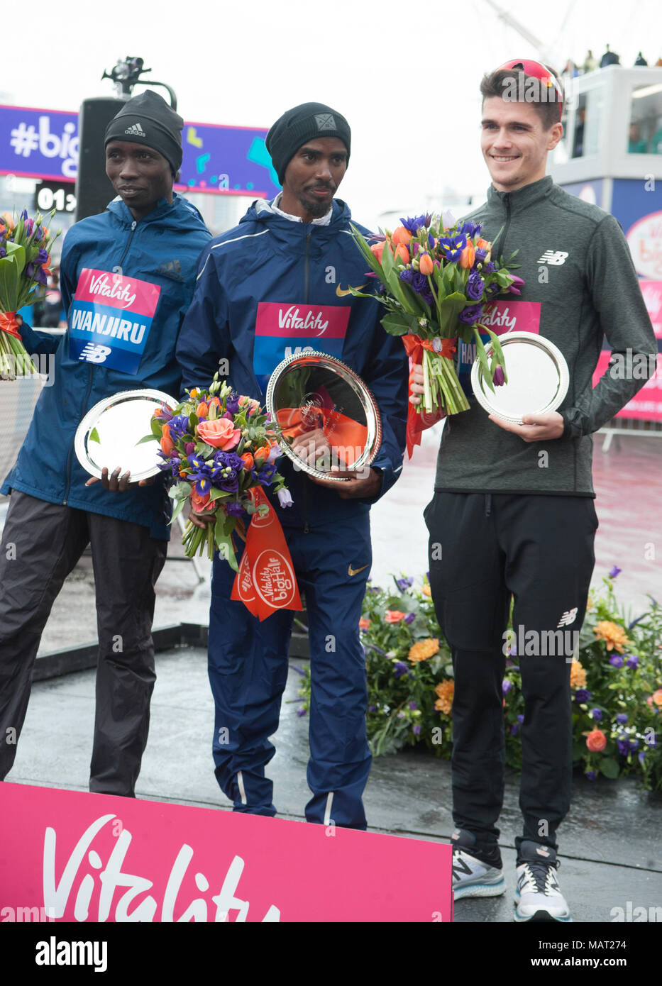 Vitality Big Half Marathon in London. The Finish Line and Presentations ...