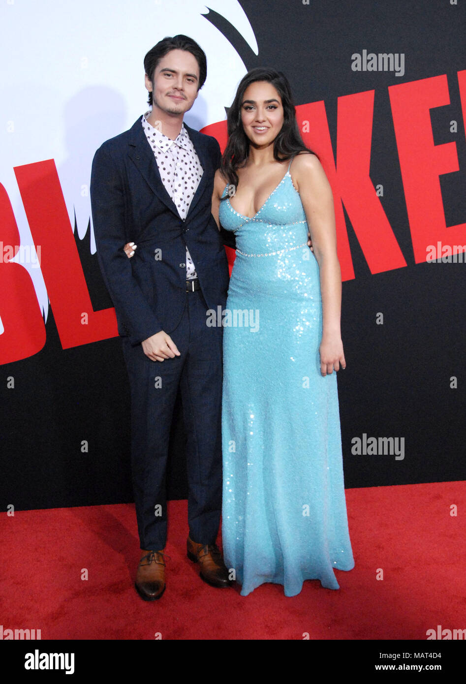 WESTWOOD, CA - APRIL 03: (L-R) Actor Miles Robbins and actress ...