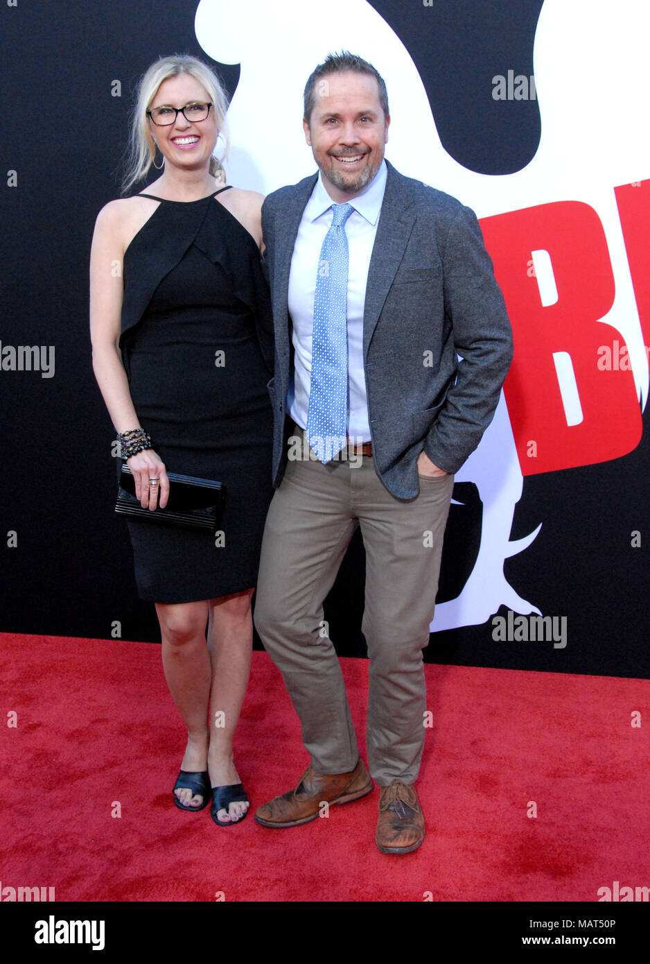 WESTWOOD, CA - APRIL 03: Composer Mateo Messina (R) and wife Tammy ...