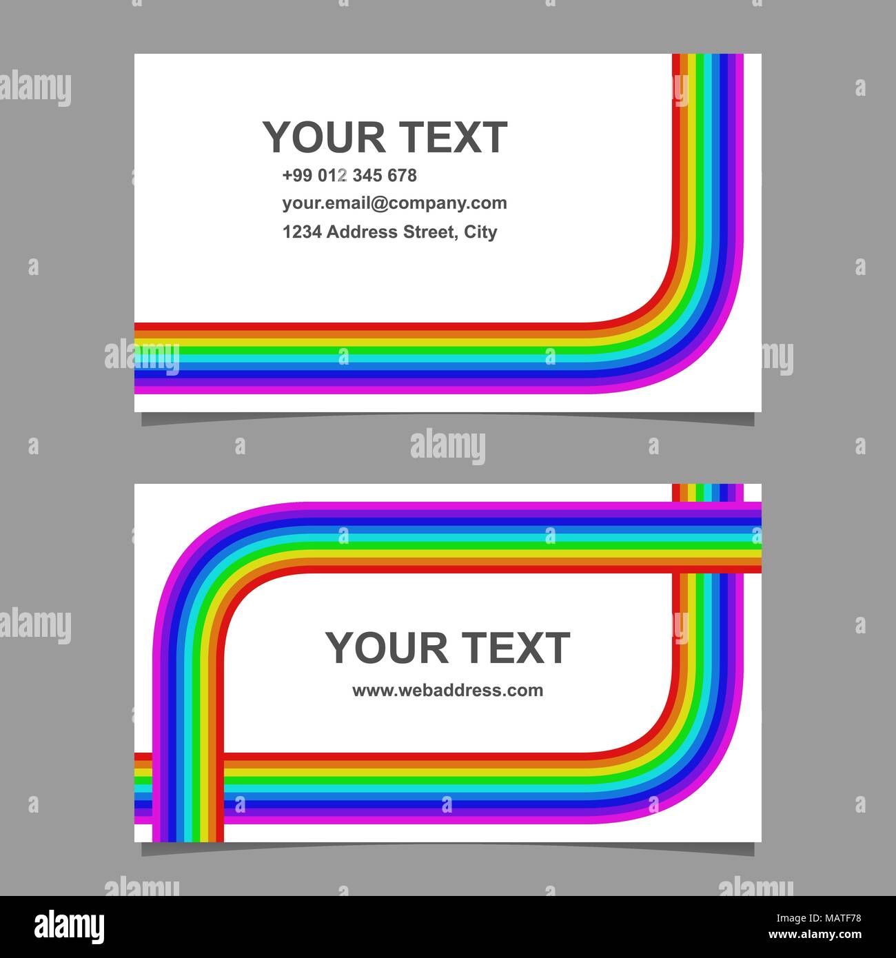 Rainbow stripe design business card template set Stock Vector Image ...
