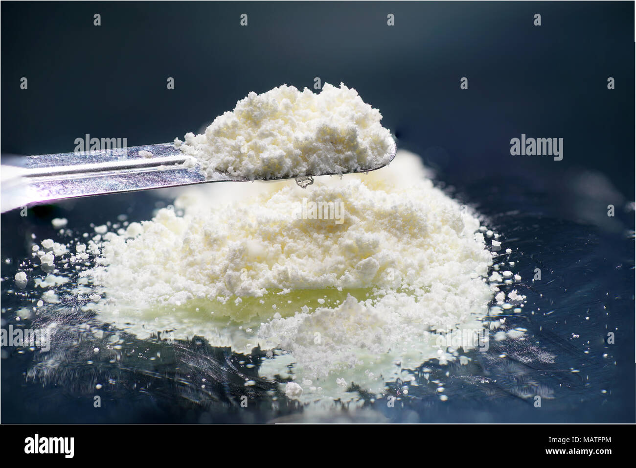 Chemical powder from the chemistry kit with macro lens photographed in ...