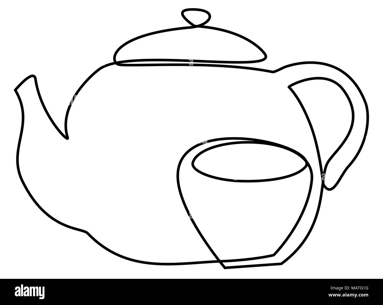 Tea set one line Stock Vector Images - Alamy