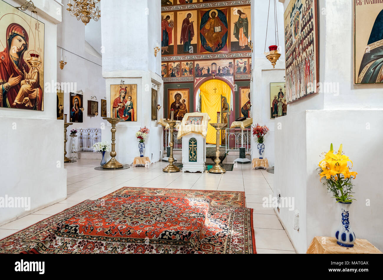 Borovichi, Russia - August 18, 2016: Interior of the Cathedral of the ...