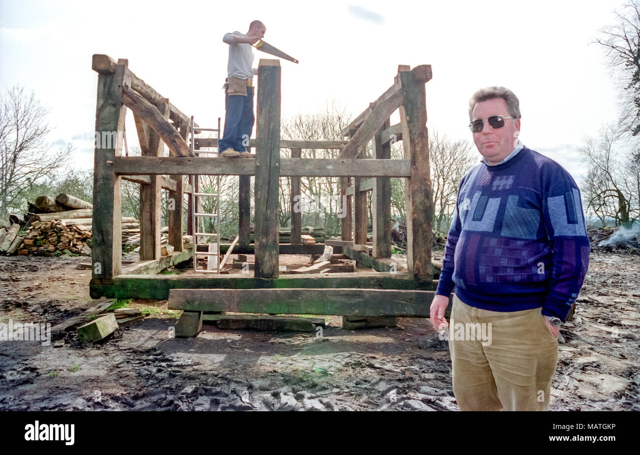 Neil Peskett with his 21-year-old son Russell, and their barn-building ...