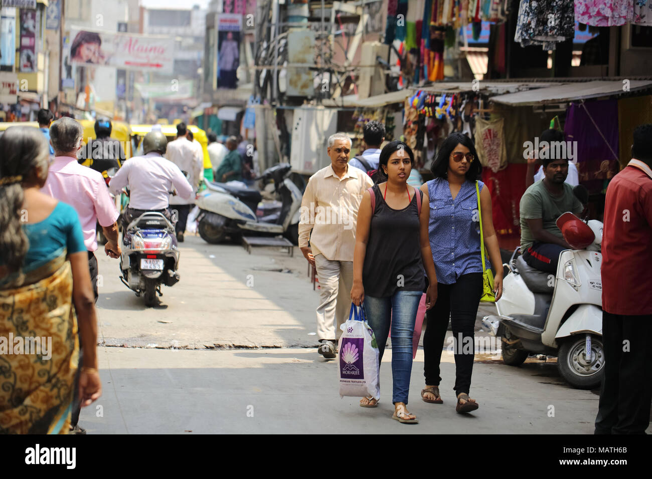 Bangalore, India - October 20, 2016: A close view of moving crowd and ...