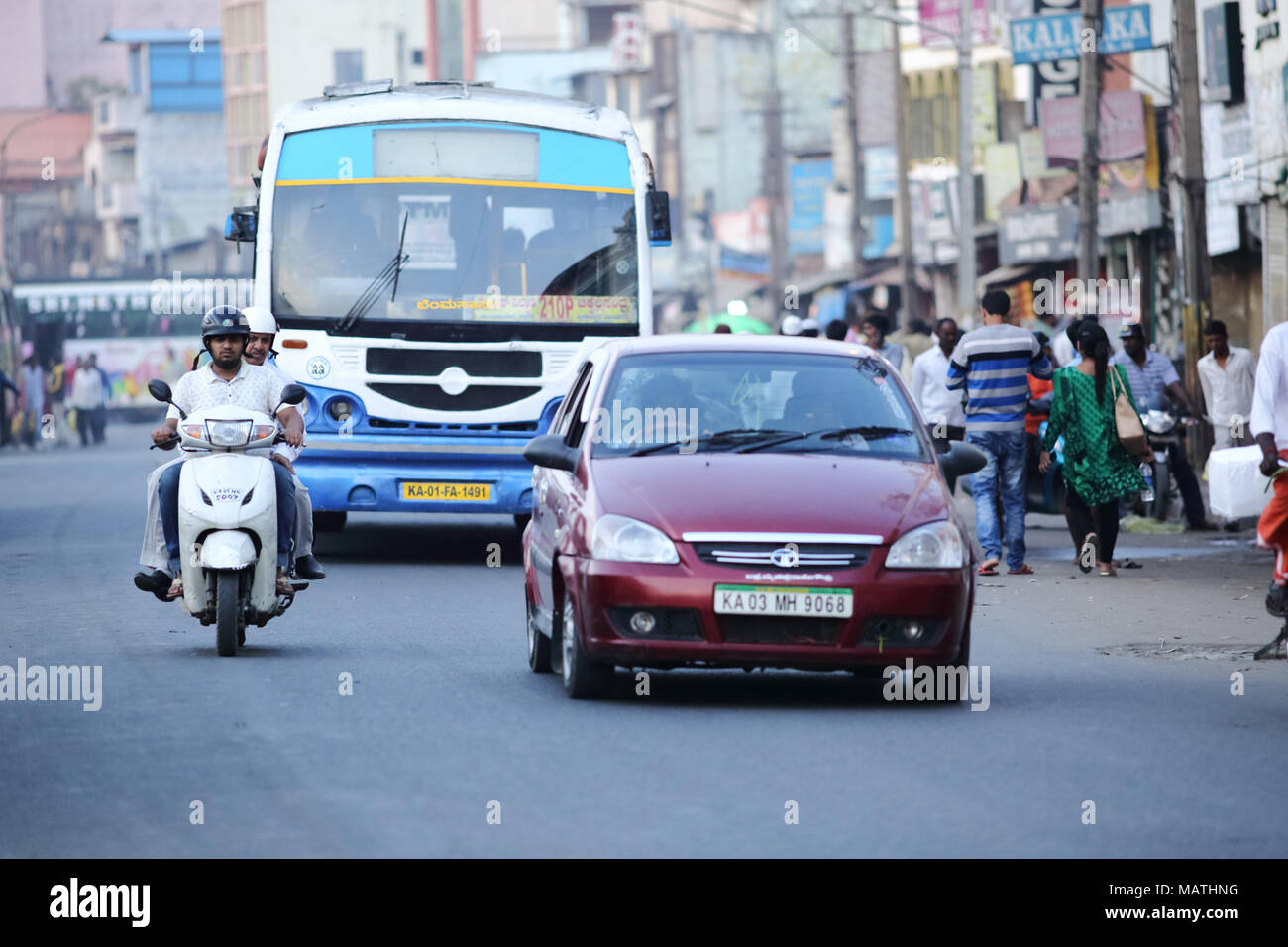 Bangalore, India - October 23, 2016: A view of Kalasipalyam area in the ...