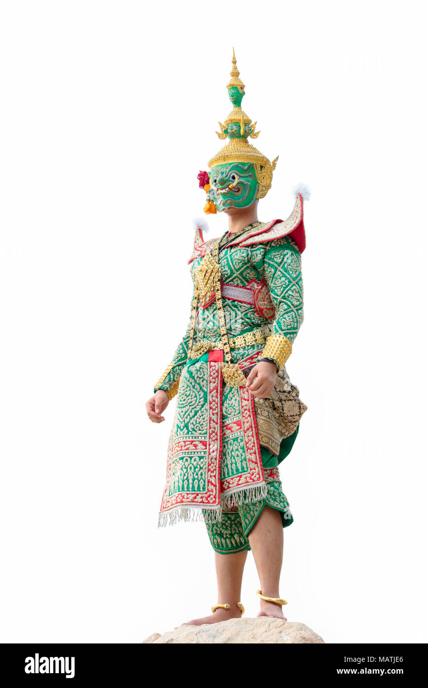 Khon is traditional dance drama art of Thai classical masked from ...
