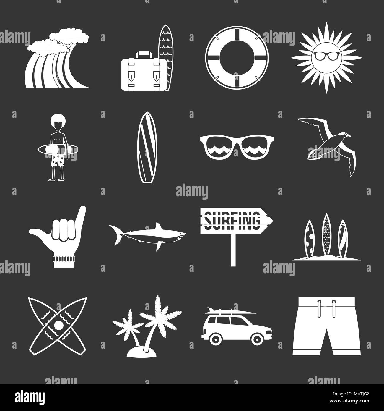 Surfing icons set grey vector Stock Vector Image & Art - Alamy