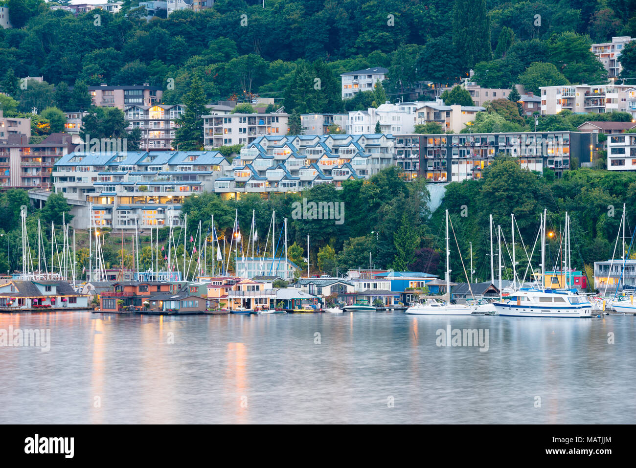 Floating houses on Lake Union, Seattle, Washington State, USA Stock ...
