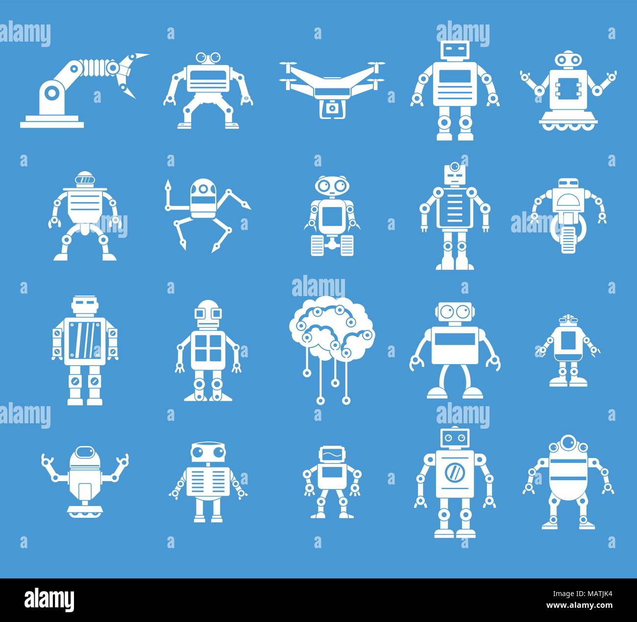 Robot icon blue set vector Stock Vector Image & Art - Alamy