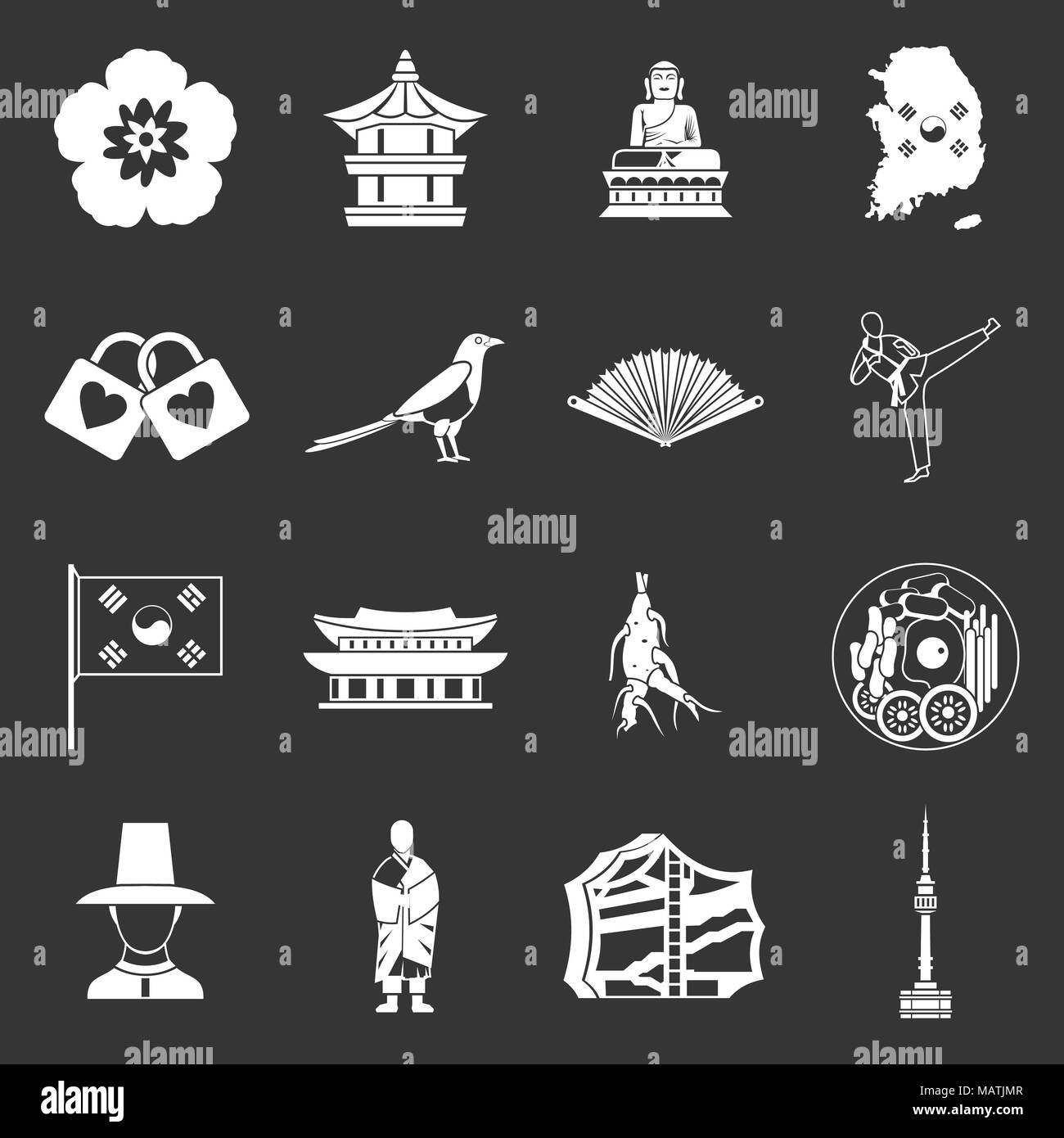 South Korea icons set grey vector Stock Vector Image & Art - Alamy