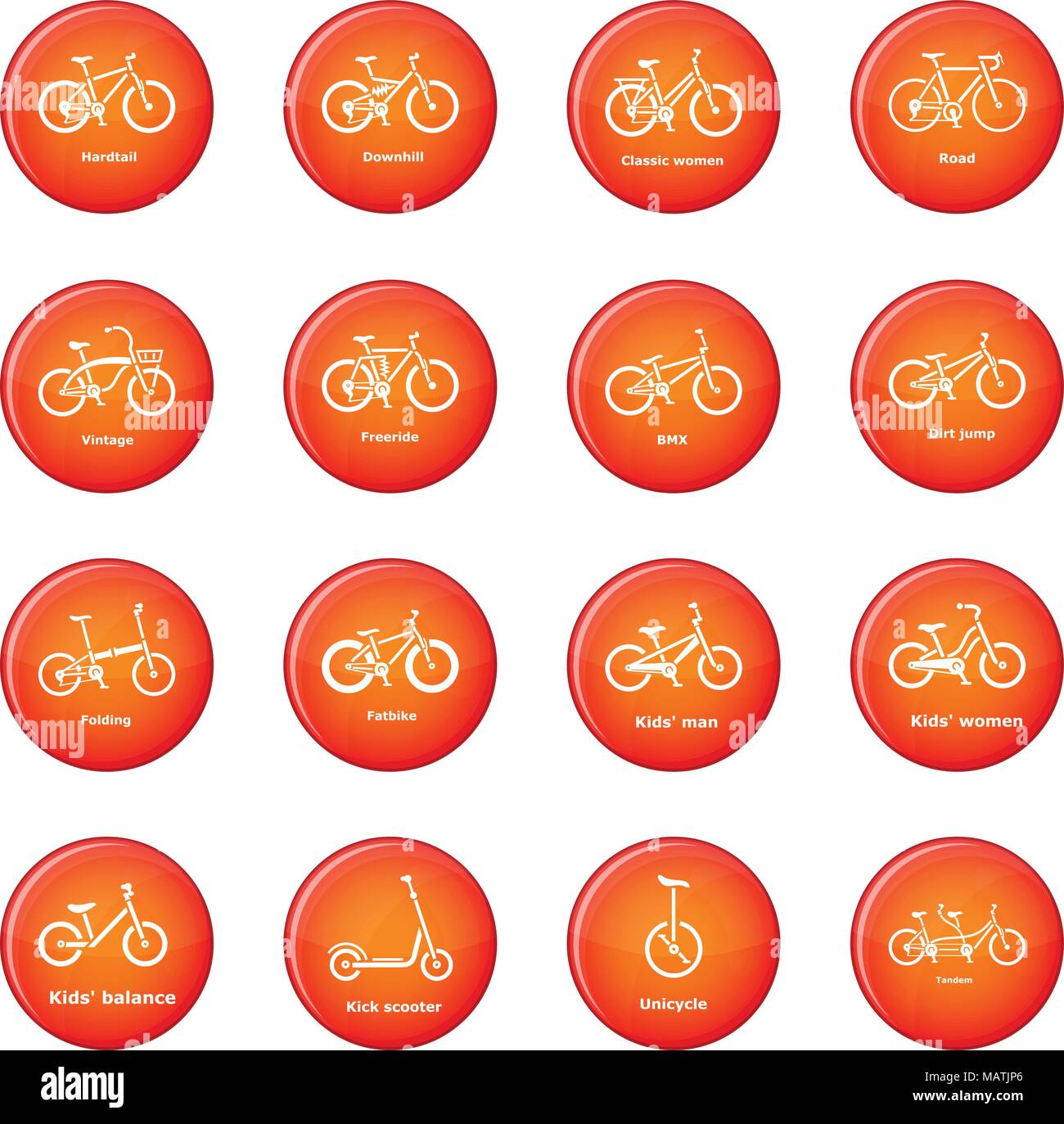Bicycle types icons set red vector Stock Vector Image & Art - Alamy