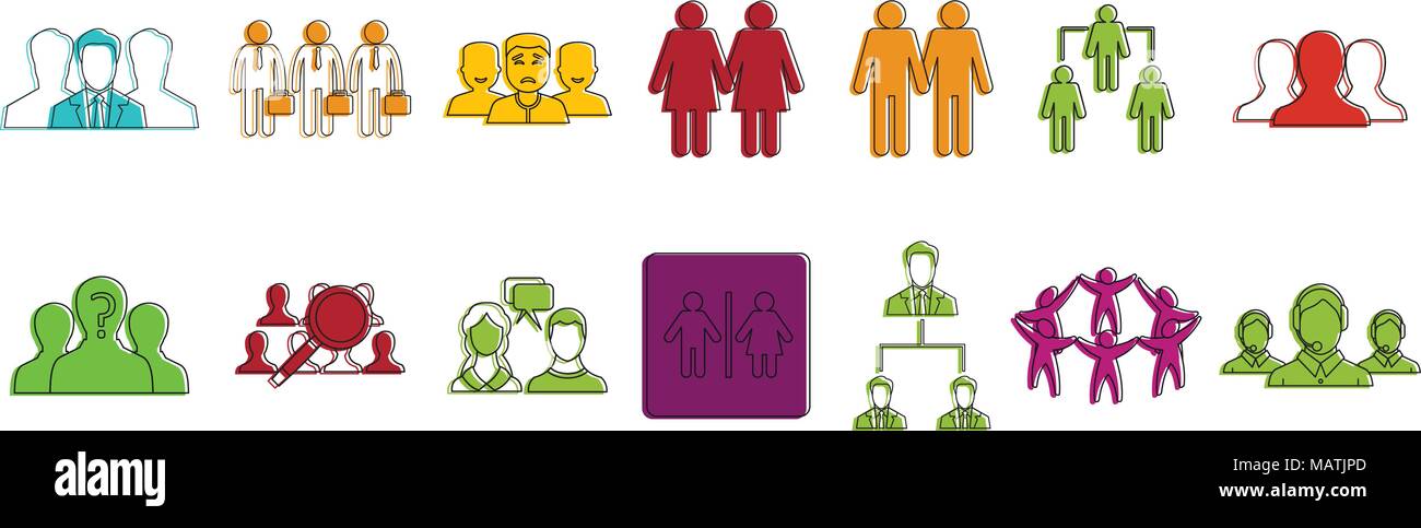 People group icon set, color outline style Stock Vector Image & Art - Alamy