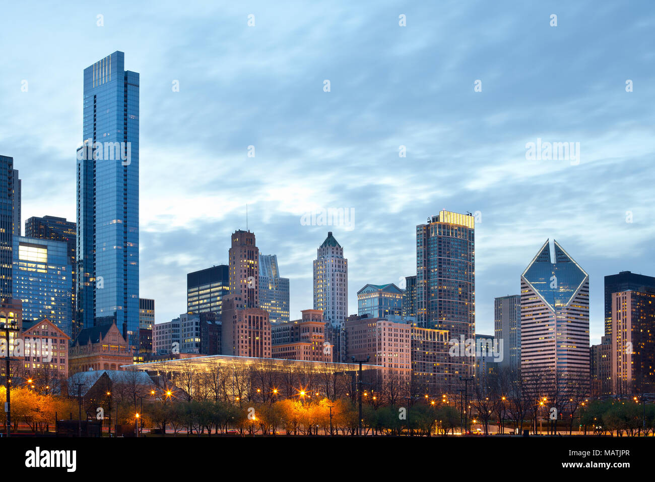 Skyline of buildings a The Loop, downtown, Chicago, Illinois Stock ...